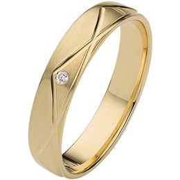 Firetti Damen Trauring "Schmuck Geschenk Gold 375 Hochzeit Ehering "LIEBE"", 58, 0,01 SI = kleine Einschl&uuml;sse mit Brillant, Gelbgold 375, 4mm, gold,