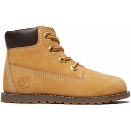Timberland M&auml;dchen Schn&uuml;rboots "POKEY PINE MID LACE UP WITH ZIP BOOT", Gr. 30, gelb, Leder, Synthetik, Schuhe, Winterstiefel, Schn&uuml;rstiefel,