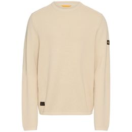 Camel Active Herren Strickpullover, beige, Gr. XXXL, unifarben, Strick, Obermaterial: 100% Baumwolle, Pullover, mit Logo Stickerei