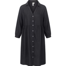 Ragwear Damen Minikleid "Almu", schwarz, Gr. M, 75% Viskose, 25% Leinen, Kleider, Leichtes Langarmkleid mit Blumenmuster