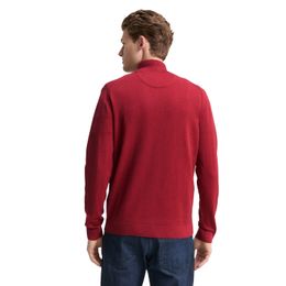 Tom Tailor Herren Strickjackecoach rot melange, Gr. XXXL, meliert, Strick, Obermaterial: 100% Baumwolle, Strickjacken, mit Logo Stickerei
