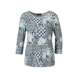 GOLDNER Damen Print-Shirt "Shirt", blau, Gr. 40, Obermaterial: 95% Viskose CV. 5% Elasthan EL., Shirts