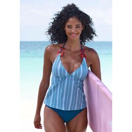 Vivance Damen Tankini, blau, Gr. 36, bedruckt, Polyamid, Bikini-Sets, mit Zierringen