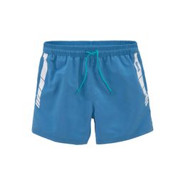 Bench. Herren Badeshorts, blau, Gr. S, unifarben mit Farbeinsatz, Polyester, Badehosen, mit Logodruck