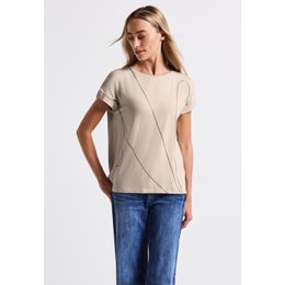 Street One Damen T-Shirt, beige, Gr. 36, unifarben, Stoff, 95% Viskose, 5% Elasthan, Shirts, aus softer Viskose