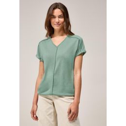Cecil Damen T-Shirt, gr&uuml;n, Gr. XS, unifarben, Stoff, 55% Polyester, 45% Viskose, Shirts, 2in1 Optik