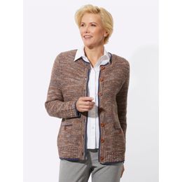 CLASSIC Damen Strickjacke, braun, Gr. 50, meliert, 92% Polyacryl, 8% Wolle, Strickjacken
