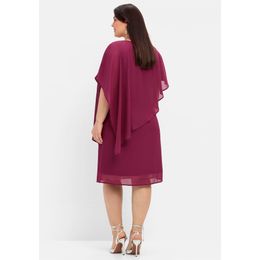 sheego Damen Cocktailkleid "Cocktailkleid", lila, Gr. 50, unifarben, 100% Polyester, Kleider