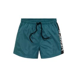 Venice Beach Herren Badeshorts, gr&uuml;n, Gr. XS, unifarben mit Farbeinsatz, Microfaser, Recycling-Polyester, Badehosen, mit gro&szlig;em Markenschriftzug
