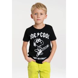 logoshirt Mädchen T-Shirt "Snoopy", schwarz, Gr. 140, bedruckt, mehrfarbig, 100% Baumwolle, Shirts, mit niedlichem Frontprint