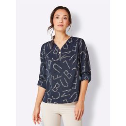 Damen Druckbluse, blau, Gr. 36, CREATION L PREMIUM, animal-print, bedruckt, gemustert, mehrfarbig, 84% Modal, 16% Polyester, Blusen