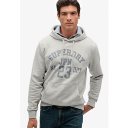 Superdry Herren Kapuzensweatshirt "SD-ATHLETIC ESS HOODIE", grau, Gr. S, bedruckt, meliert, Sweatware, Obermaterial: 100% Seide, Sweatshirts