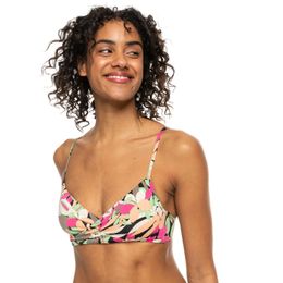 Roxy Damen Bandeau-Bikini-Top "Printed Beach Classics"anthrazit palm song s, Gr. XL, Obermaterial:87% Nylon, 13% Elasthan;, Bikini-Oberteile