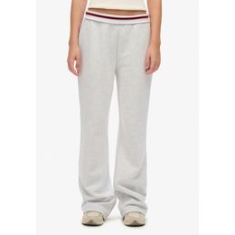 Superdry Damen Sweathose "ESSENTIAL LOGO LR FLARE JOGGER", weiß, Gr. XS, meliert, Jersey, Obermaterial: 60% Baumwolle, 40% Polyester, Hosen