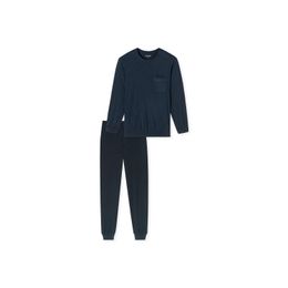 Schiesser Herren Schlafanzug "Pyjama Comfort Essentials", Gr. M, blau, Obermaterial: 100% Baumwolle CO., Homewear-Sets