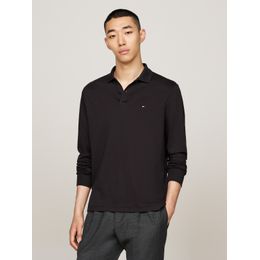Tommy Hilfiger Herren Langarm-Poloshirt "L/S LIQUID COTTON REG POLO mit Jersey und Markenlabel", schwarz, Gr. XL, Jersey, Obermaterial: 100%