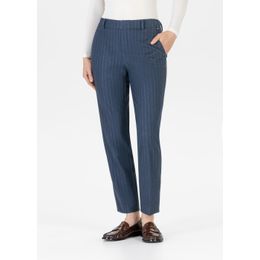 Stehmann Damen Stoffhose, blau, Gr. 36, gestreift, Web, Obermaterial: 68% Polyester, 26% Viskose, 6% Elasthan, Hosen, mit Nadelstreifen, aus Viskose