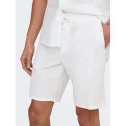 Only & Sons ONLY & SONS Herren Shorts "ONSLINUS 0007 COT LIN SHORTS NOOS", wei&szlig;, Gr. XXL, unifarben, Web, Obermaterial: 75% Baumwolle, 25% Leinen, Hosen