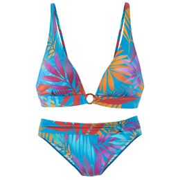 Lascana Damen Triangel-Bikini, blau, Gr. 34, bedruckt, Obermaterial: 86% Polyamid, 14% Elasthan. Futter: 100% Polyamid, Bikini-Sets, mit kleinem
