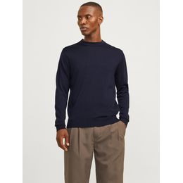 Jack & Jones JACK & JONES Herren Strickpullover "JPRBLAMILANO STITCH KNIT CREW NECK SN", blau, Gr. S, unifarben, Strick, Obermaterial: 100% Baumwolle, Pullover
