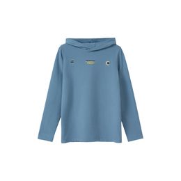 s.Oliver JUNIOR Jungen Langarmshirt, blau, Gr. 158, bedruckt, Sweatware, Obermaterial: 95% Baumwolle, 5% Elasthan, Shirts, mit Prints