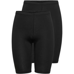 Only Damen Radlerhose "ONLLIVE – Radler im Doppelpack mit elastischem Rippbund", schwarz, Gr. S, unifarben, Web, Obermaterial: 95% Baumwolle, 5%