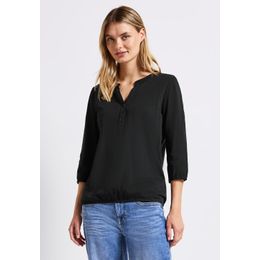 Street One Damen Tunikashirtschwarz, Gr. 34, unifarben, Web, 100% Baumwolle, Shirts, aus reiner Baumwolle