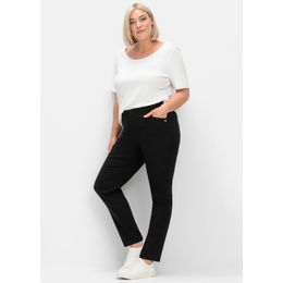 sheego Damen Stretch-Hose, schwarz, Gr. 40, unifarben, 70% Viskose, 25% Polyester, 5% Elasthan, Hosen
