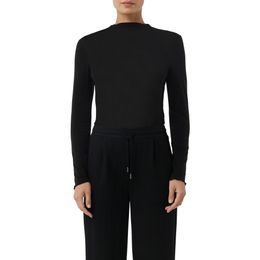 comma, Damen Langarmshirt "semitransparente Optik", schwarz, Gr. 44, COMMA CASUAL IDENTITY, unifarben, Single Jersey, Obermaterial: 76% Lyocell, 19% Wolle,