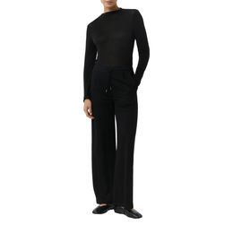 comma, Damen Langarmshirt "semitransparente Optik", schwarz, Gr. 42, COMMA CASUAL IDENTITY, unifarben, Single Jersey, Obermaterial: 76% Lyocell, 19% Wolle,