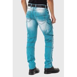 Cipo & Baxx CIPO & BAXX Herren Cargojeans "Jeans", gr&uuml;n, Basic, Gr. 38, unifarben, 98% Baumwolle, 2% Elasthan, Jeans, im Used-Look, CD-523