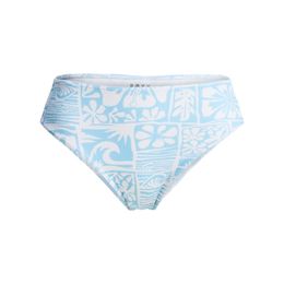 Roxy Damen Bikini-Hose "Flowers Wave Mid Waist Mod", blau, Gr. S, 85% Nylon, 15% Elasthan, Badehosen