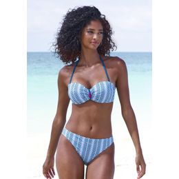 Vivance Damen B&uuml;gel-Bandeau-Bikini, blau, Gr. 36, bedruckt, Polyamid, Bikini-Sets, mit Zierperlen