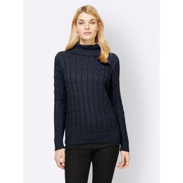 Heine Damen Rollkragenpullover "Rollkragen-Pullover", blau, Gr. 48, unifarben, 60% Viskose, 40% Baumwolle, Pullover