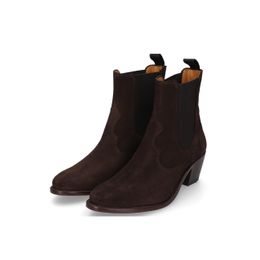Henry Stevens Damen Chelseaboots "Marla WCB", Gr. 39,5dunkelbraun, Kalbsvelours, Schuhe, Damen Stiefelette mit Absatz handgefertigt, Lederschuh
