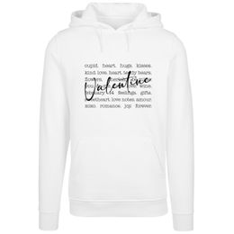 F4NT4STIC Damen Kapuzenpullover "Valentine Herz Hugs Kisses Love Flowers Joy", wei&szlig;, Gr. XL, Obermaterial: 65% Baumwolle, 35% Polyester, Pullover,