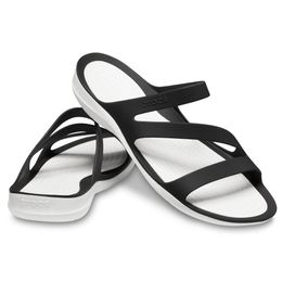 Crocs Damen Badepantolette "Swiftwater Sandal", Gr. 36, schwarz, Croslite , Schuhe, Sommerschuh, Badeschuh, Poolslides, genoppte Innensohle