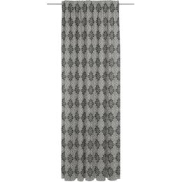 Vorhang Adam, B:142cm H:145cm, schwarz, Jacquard, Baumwolle, Wohnzimmer, Gardinen, "Romantic Puligny", aus 100% Bio-Baumwolle