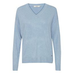 oxmo Damen Strickfleece-Pullover "Strickpullover OXHelle", blau, Gr. L, Obermaterial: 80% Viskose CV. 20% Nylon NY., Pullover