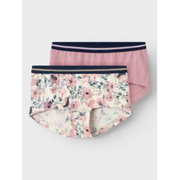 name it M&auml;dchen Boxershorts "NKFHIPSTER 2P NOSTALGIA FLOWER NOOS", Gr. 146, rosa, Jersey, Obermaterial: 95% Baumwolle, 5% Elasthan, bedruckt,