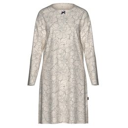 TRIGEMA Damen Nachthemd "TRIGEMA Nachthemd mit floralem Allover-Print", Gr. L, beige, Single Jersey, 100% Baumwolle, Kleider
