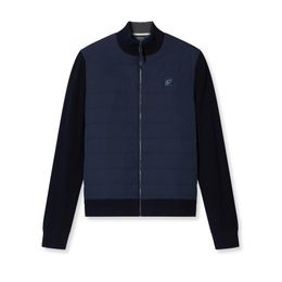 OLYMP Herren Hybridjacke, blau, Gr. XXL, Strick, Obermaterial: 70% Baumwolle, 30% Wolle, Jacken, mit gesteppten Eins&auml;tzen, Modern fit, Stehkragen