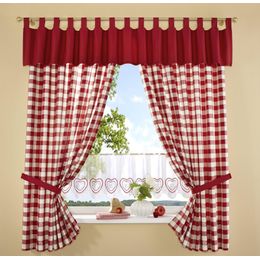 Vorhang, B:60cm H:125cm, rot, Stickereien Plauen, Polyester, Wohnzimmer, Gardinen, "Durach"