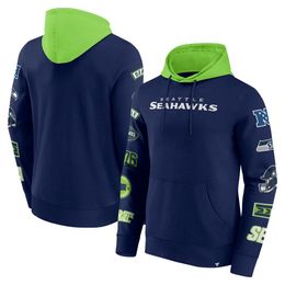 Fanatics Damen Kapuzenpullover "Fanatics Hoodie Seattle Seahawks Patched Out Fleece", blau, Gr. M, 60% Baumwolle, 40% Polyester, Pullover