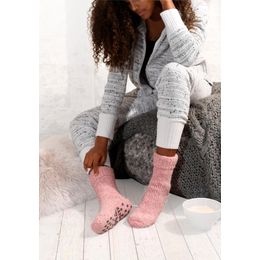 Lavana Damen ABS-Socken, Gr. 35, rosa, Polyacryl, Polyamid, Polyester, sonstige Fasern, meliert, Socken, aus Strick mit rutschfester Sohle