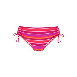 s.Oliver Damen Bikini-Hose, pink, Gr. 36, gestreift, Recycling-Polyamid, Badehosen, seitlich regulierbar und mit trendigem Streifen-Design
