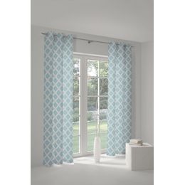 Vorhang Adam, B:145cm H:145cm, blau, Jacquard, Baumwolle (Bio-Baumwolle), Wohnzimmer, Gardinen, "Maroccan Shiraz", aus 100% Bio-Baumwolle