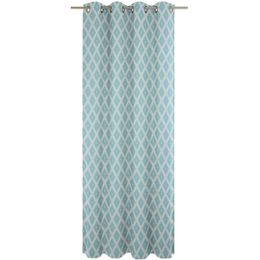 Vorhang Adam, B:145cm H:245cm, blau, Jacquard, Baumwolle (Bio-Baumwolle), Wohnzimmer, Gardinen, "Maroccan Shiraz", aus 100% Bio-Baumwolle