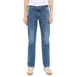 Mustang Damen Straight-Jeans "Damen Style Crosby Relaxed Straight", blau, Gr. 33, unifarben, Denim/Jeans, 99% Baumwolle, 1% Elasthan, Jeans