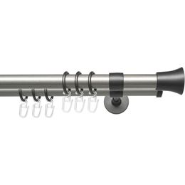 Gardinenstange Liedeco, L:120cm &Oslash;:20mm, grau, Metall, Gardinenstangen, "Lan Scan", 2-l&auml;ufig im Fixma&szlig; &Oslash; 20 mm